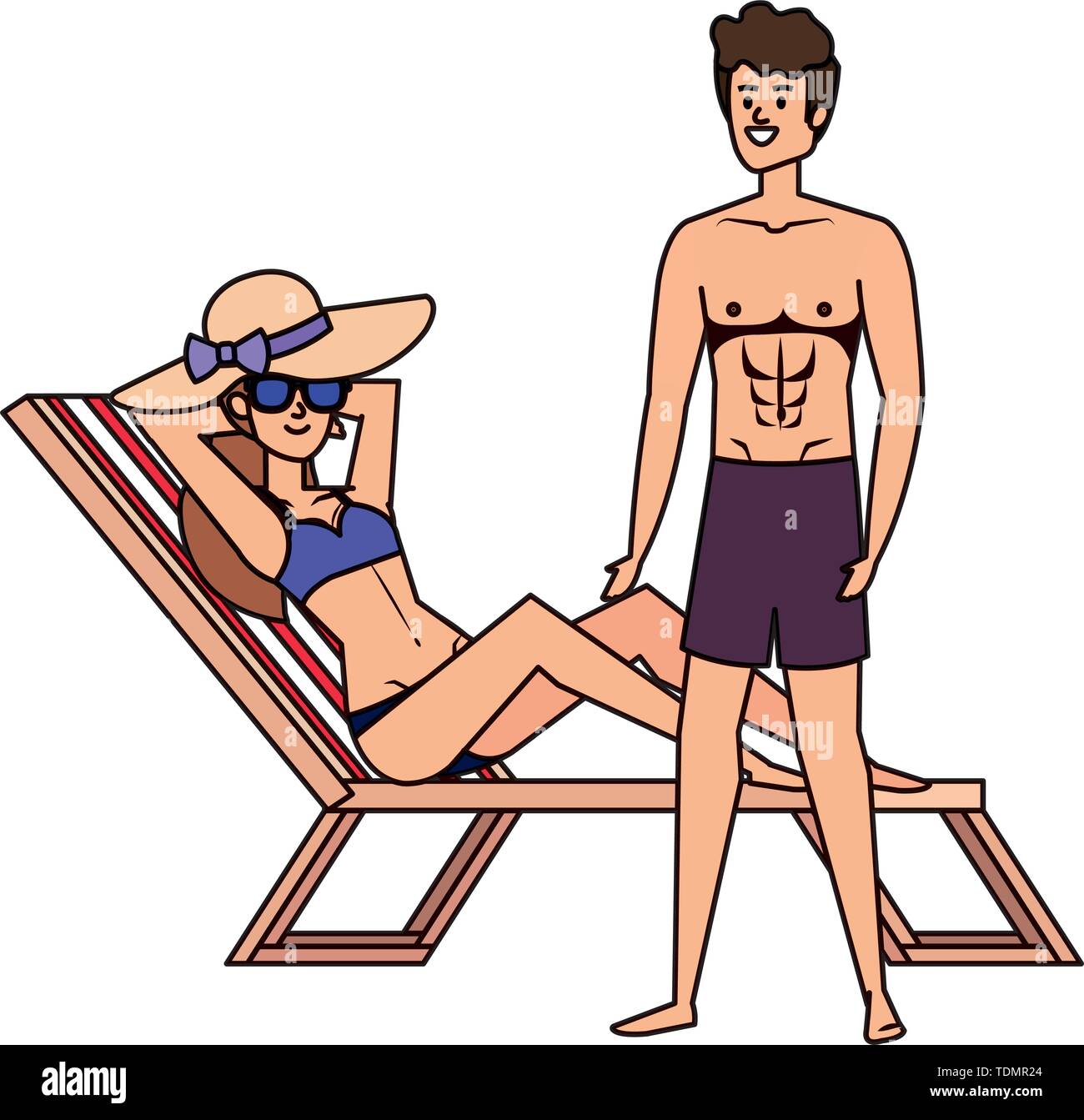 Woman Sunbathing Beach Swimsuit Chair Cut Out Stock Images And Pictures