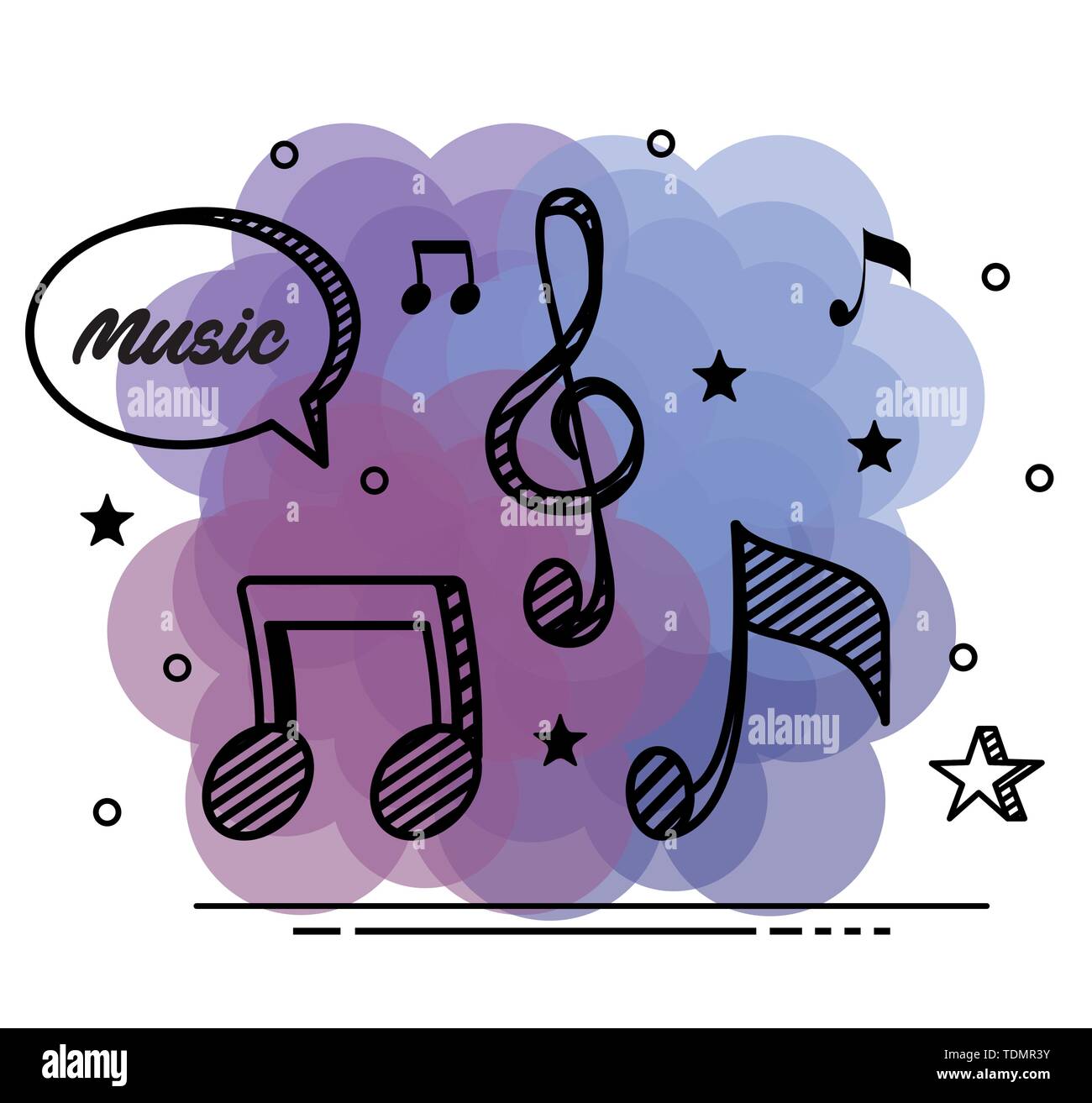musical notes rhythm melody with stars Stock Vector Image & Art - Alamy