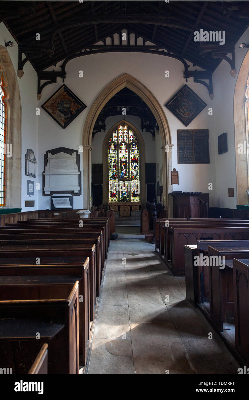 Inside village parish church of Saint Peter, Everleigh, Wiltshire ...
