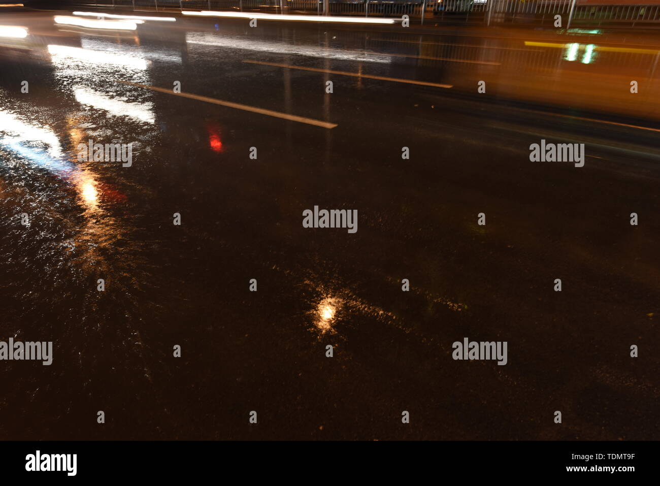 Rain night road Stock Photo - Alamy