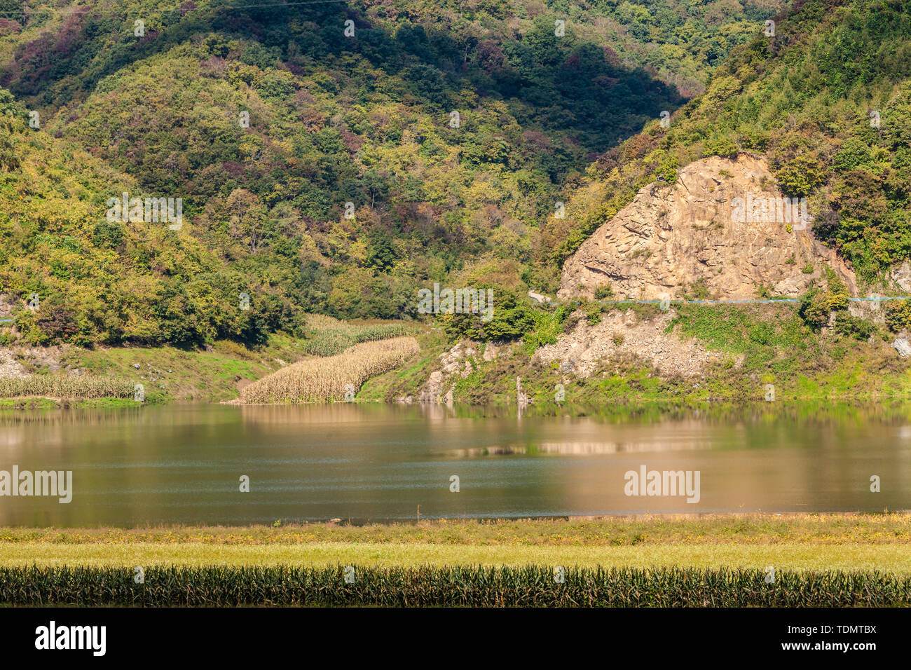 Landscape and landscape scenery of the Yalu River in Ji'an, Jilin ...