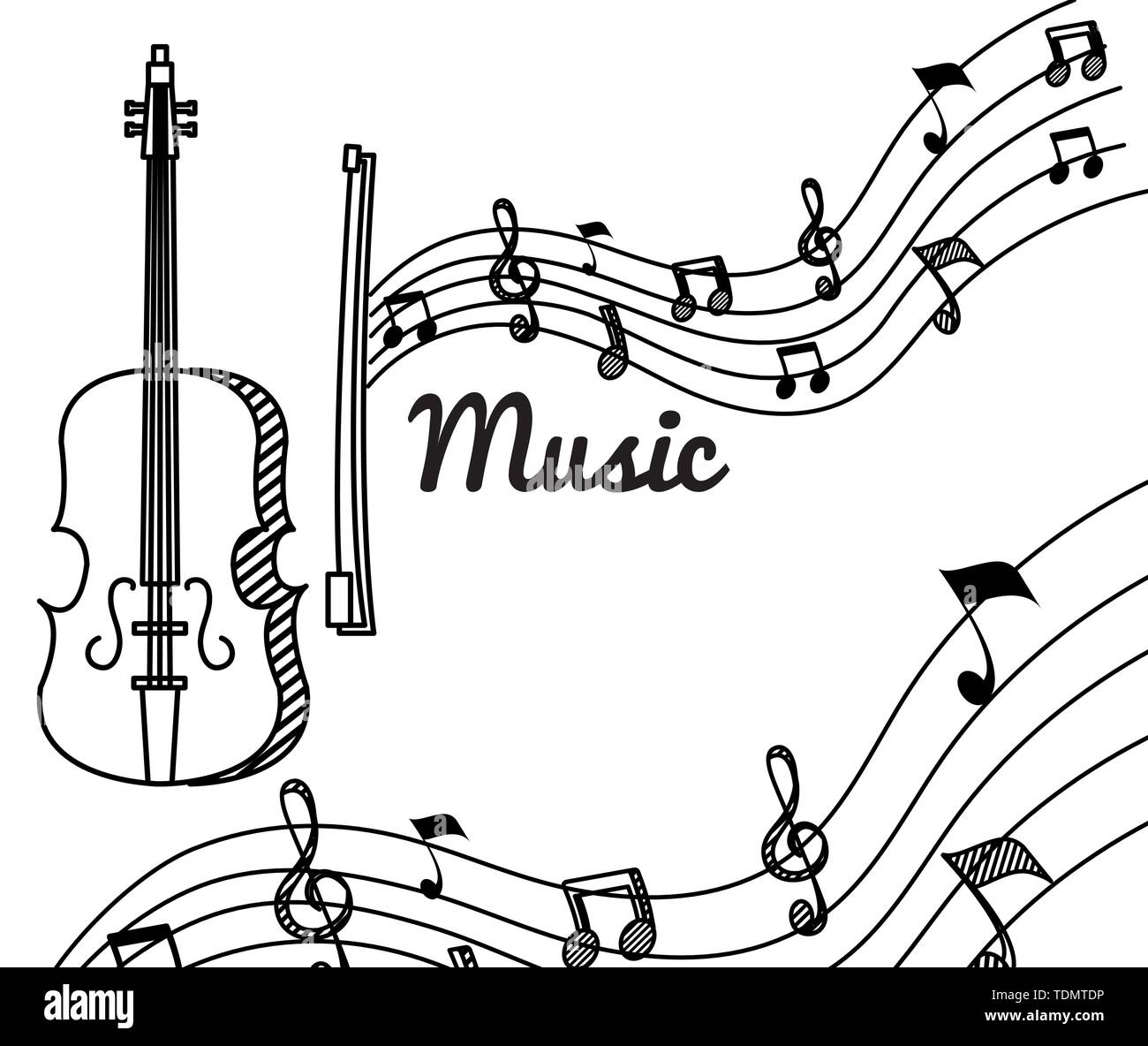 violin with treble clef and quaver with beam notes Stock Vector Image ...