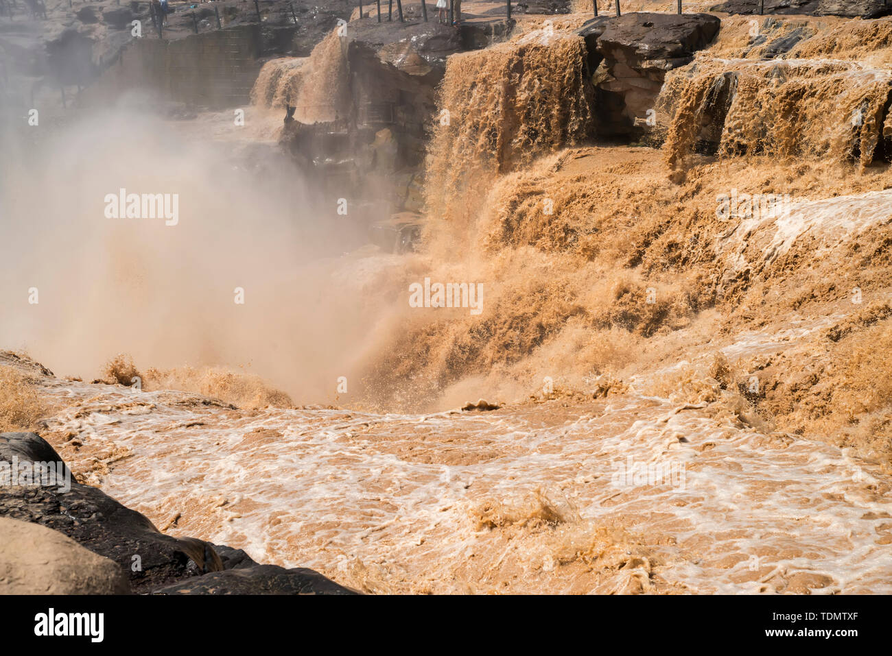 Hukou waterfall landscape, famous waterfall on the Yellow River in ...