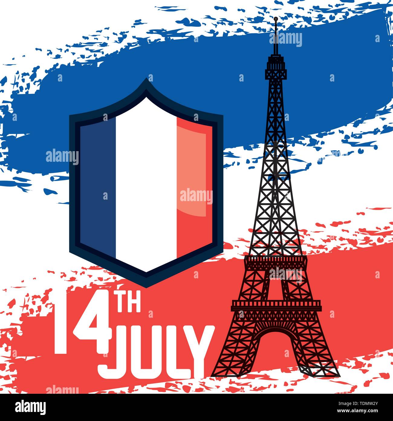 france flag with eiffel tower to bastille celebration Stock Vector ...