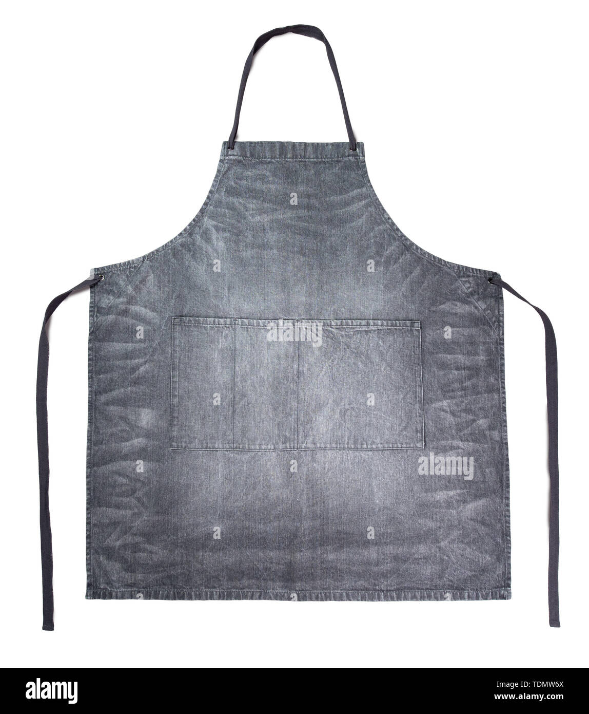 Dark gray jeans apron on white background. Clean gray denim apron ...