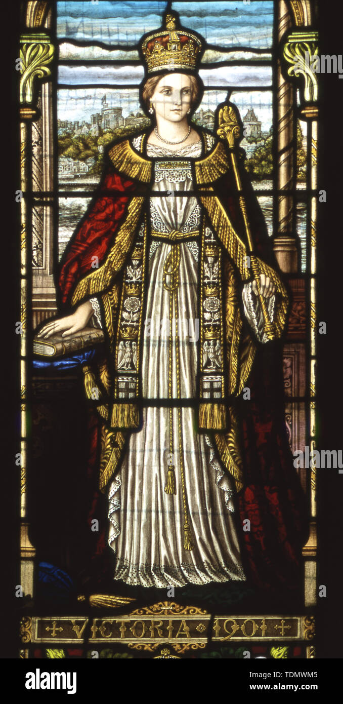 Stained glass window, Queen Victoria Stock Photo - Alamy