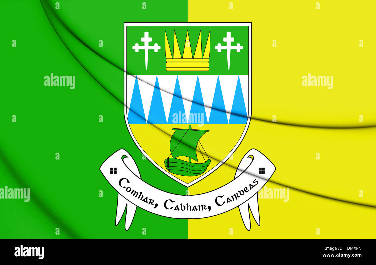 3D Flag of Kerry county, Ireland. 3D Illustration Stock Photo - Alamy