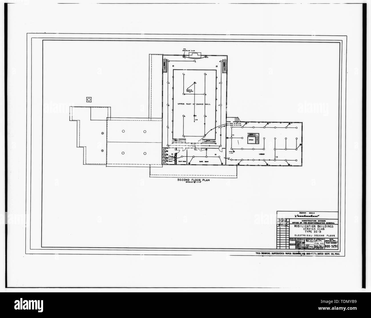 PLAN 800-529.1; SERVICE CLUB, TYPE SC-3, ELECTRICAL, SECOND FLOOR ...