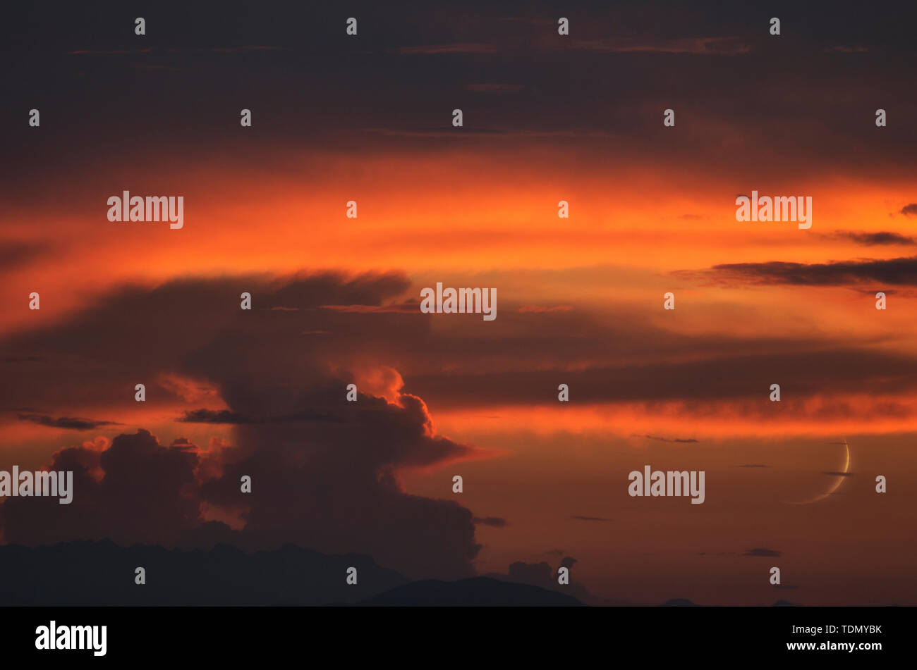 Romantic beauty day behind sunset moonfall landscape background ...