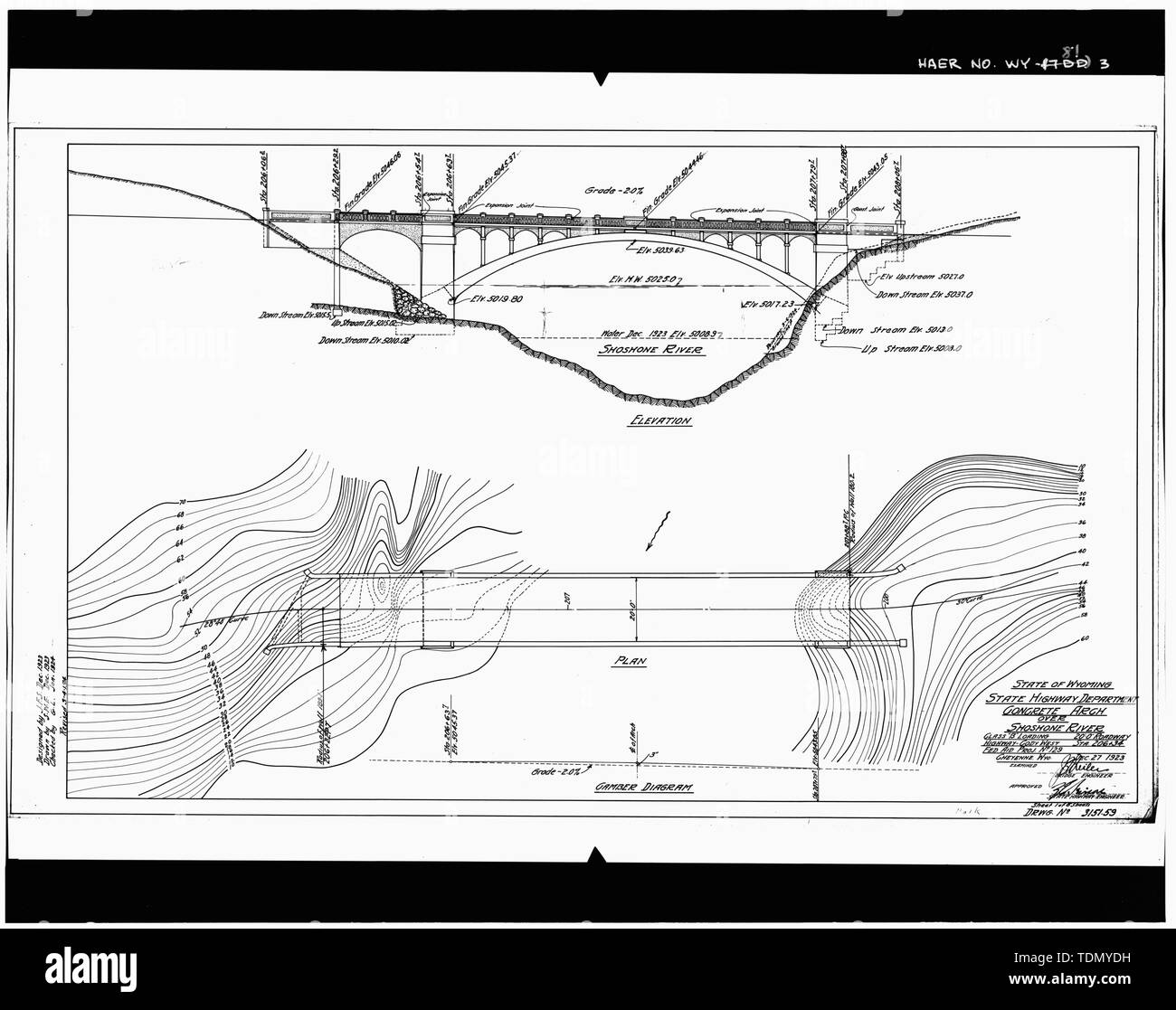 PLAN AND ELEVATION - Hayden Arch Bridge, Spanning Shoshone River on Old ...