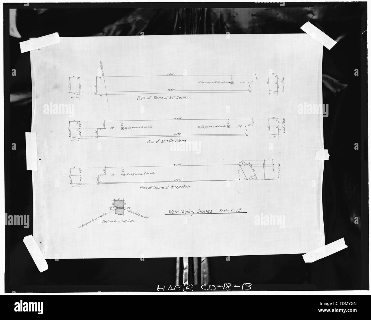 PLAN FOR WEIR COPING STONES. THESE ARE THE GRANITE STONES VISIBLE ...