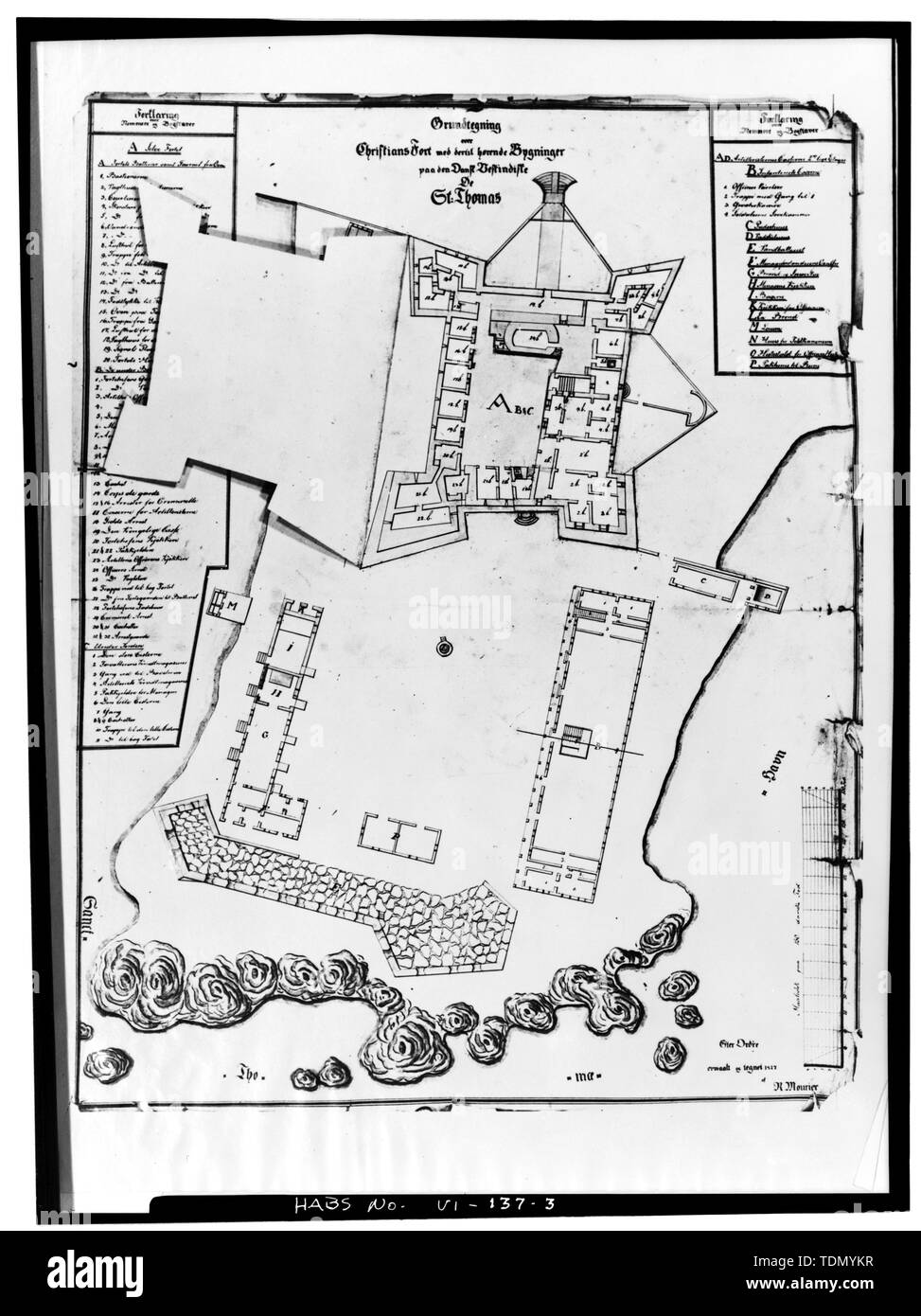 PLAN OF FORT, LEVEL B, (EXPOSED BY FOLDING BACK OVERLAY OF LEVEL A ...