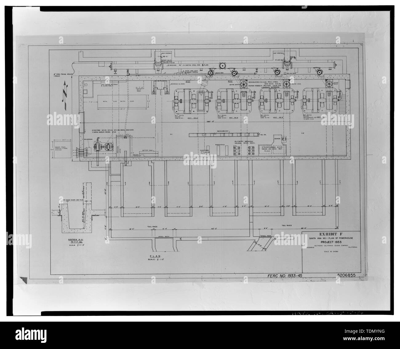 PLAN OF POWERHOUSE, PROJECT 1933, EXHIBIT F, SANTA ANA POWERHOUSE NO. 1 ...