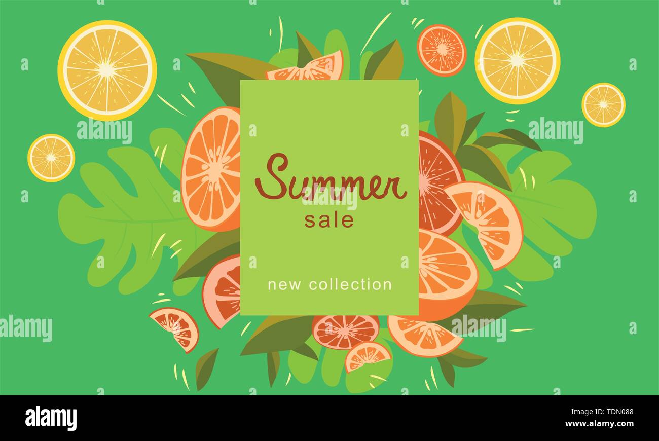 Summer composition tropical fruits Stock Vector Images - Alamy