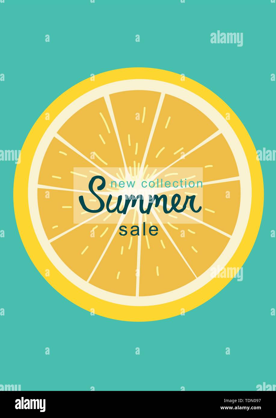 Big Fresh Lemon Icon Summer Poster Composition Stock Vector Image & Art ...