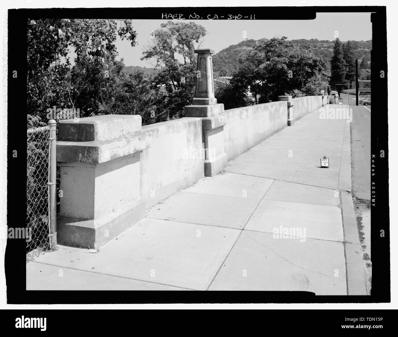 Parapet on the north side, showing columns and abutments, view to the ...