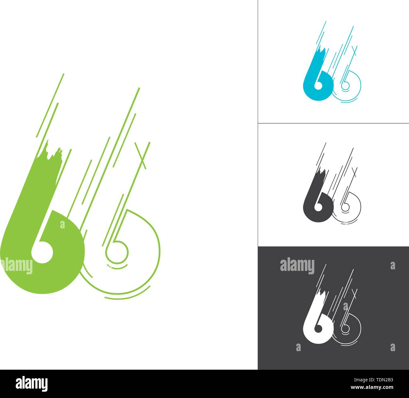 Initial Number 66 Logotype Line Sketch Concept in Vector. Modern Style ...