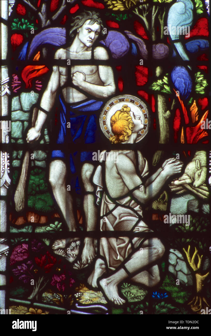 Stained glass window, Sacrifice of Abel, Cain and Abel, Genesis 4:1-18 ...