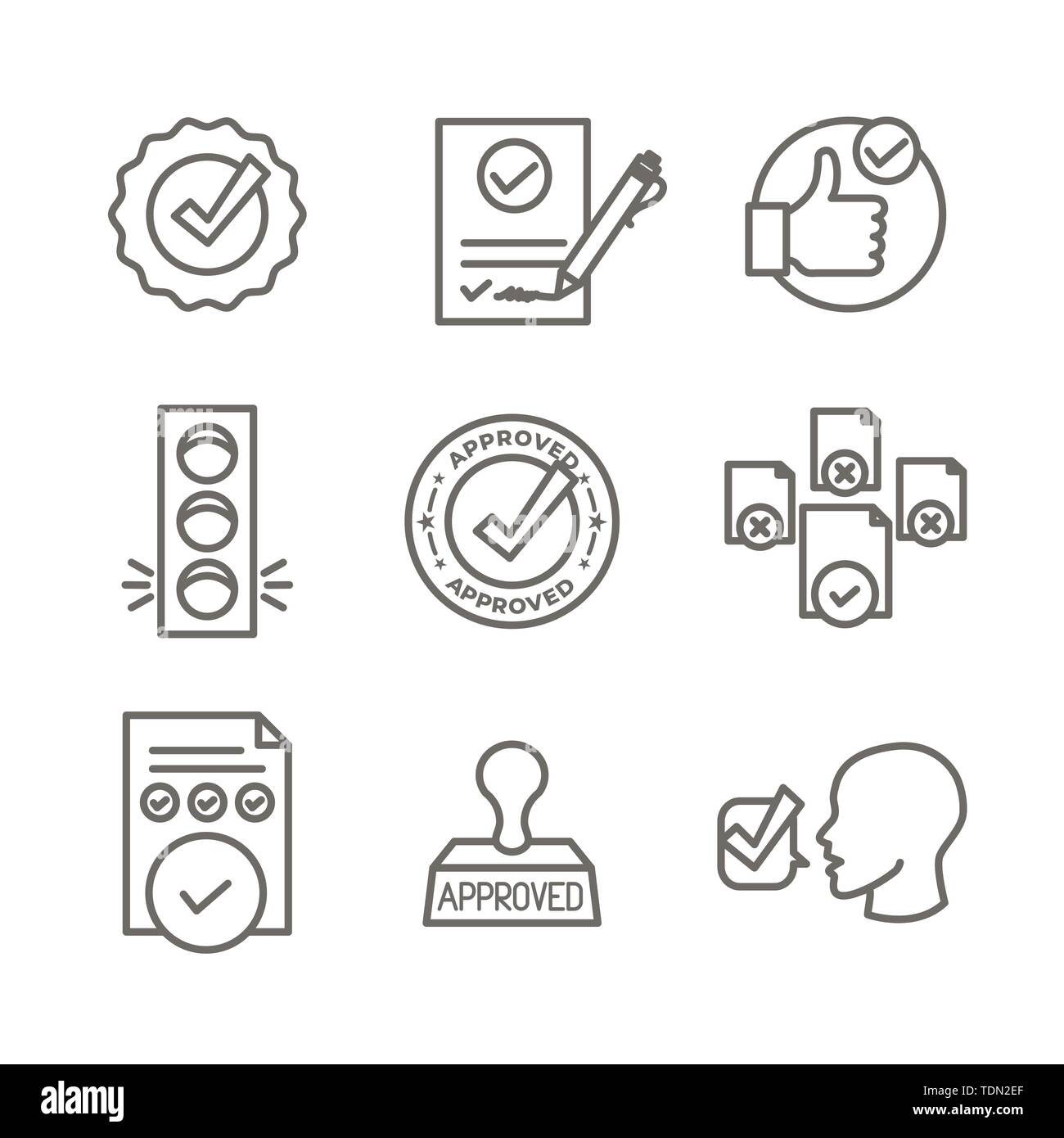 Approval and Signature Icon Set w Stamp and version icons Stock Vector ...
