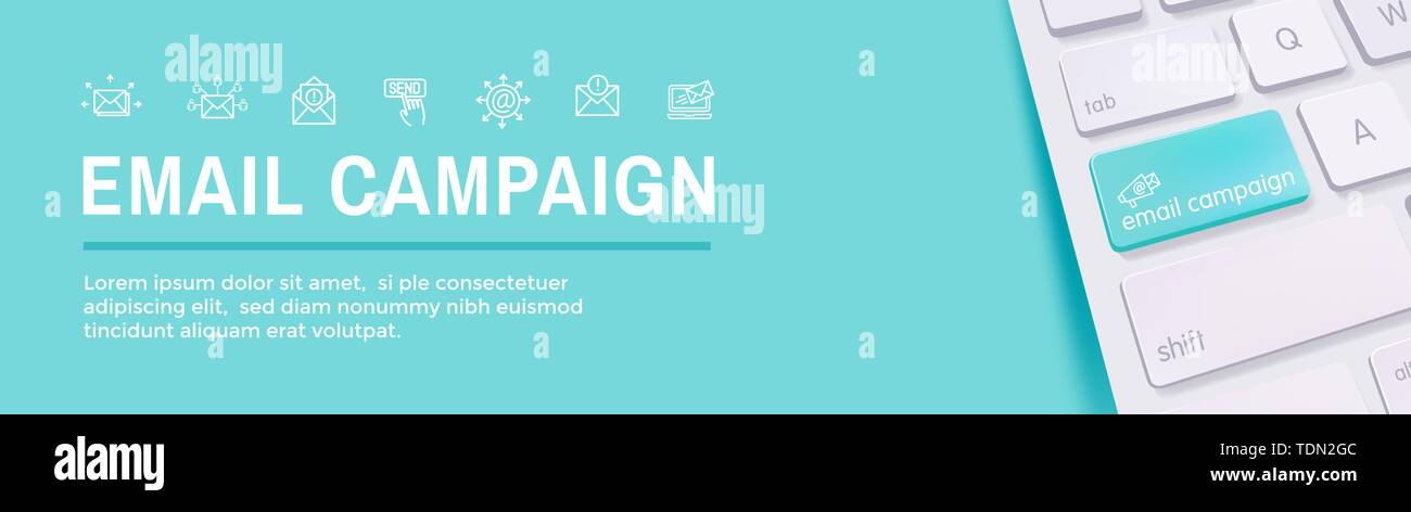 Email marketing campaigns icon set & web header banner Stock Vector ...