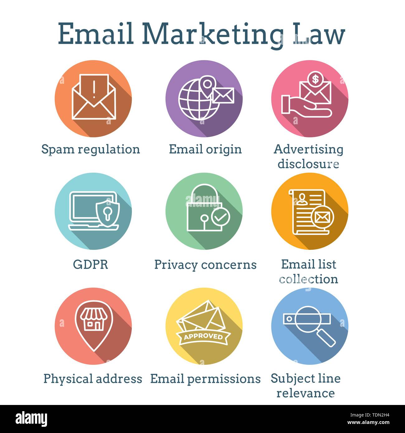 Email Marketing Rules & Regulations Icon Set Stock Vector Image & Art ...