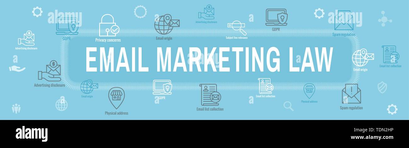 Email Marketing Rules & Regulations Icon Set and Web Header Banner ...