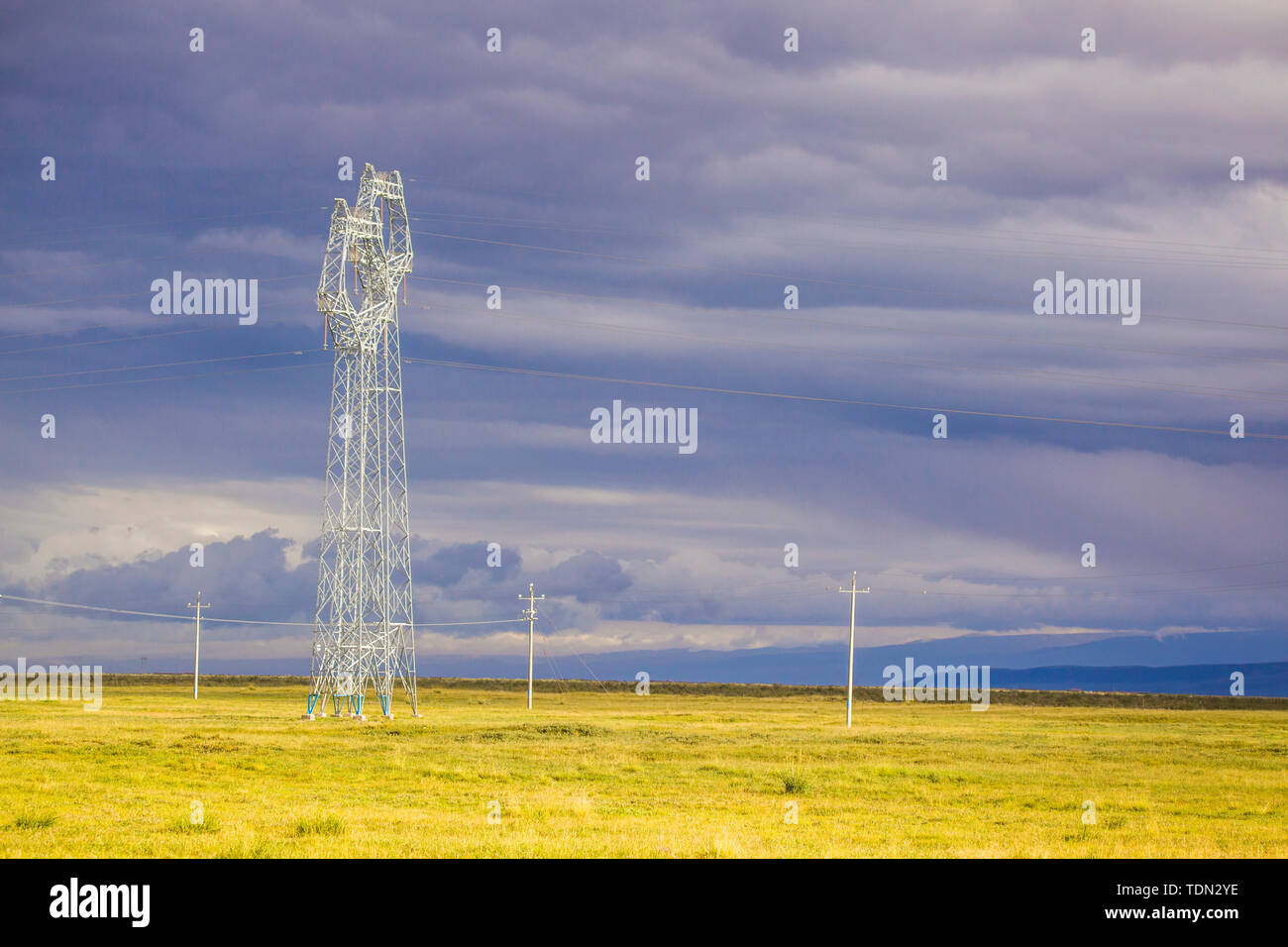High-pressure line towers on the prairie Stock Photo - Alamy