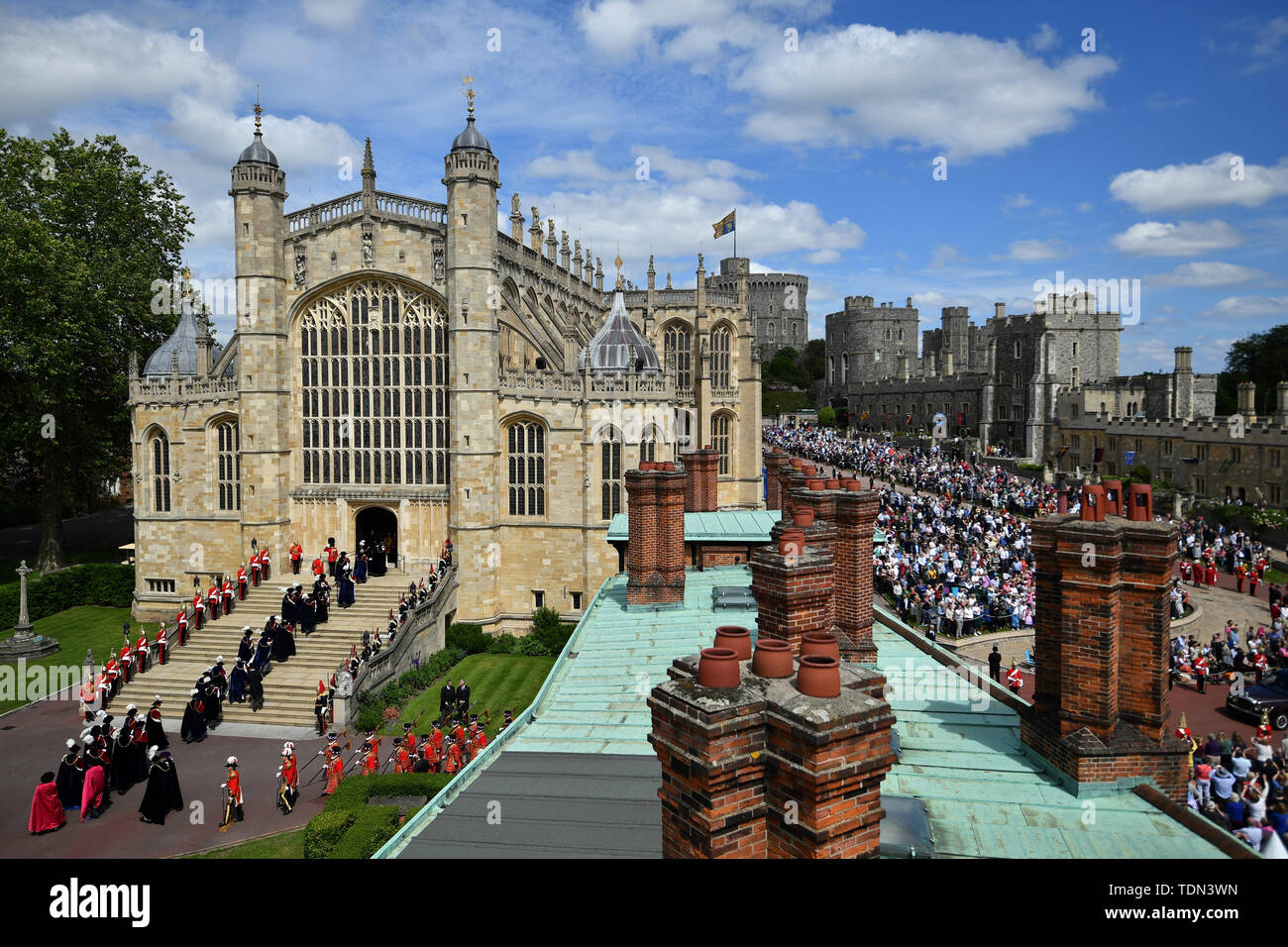 Members of the Order of the Garter arrive at St George's Chapel for the ...