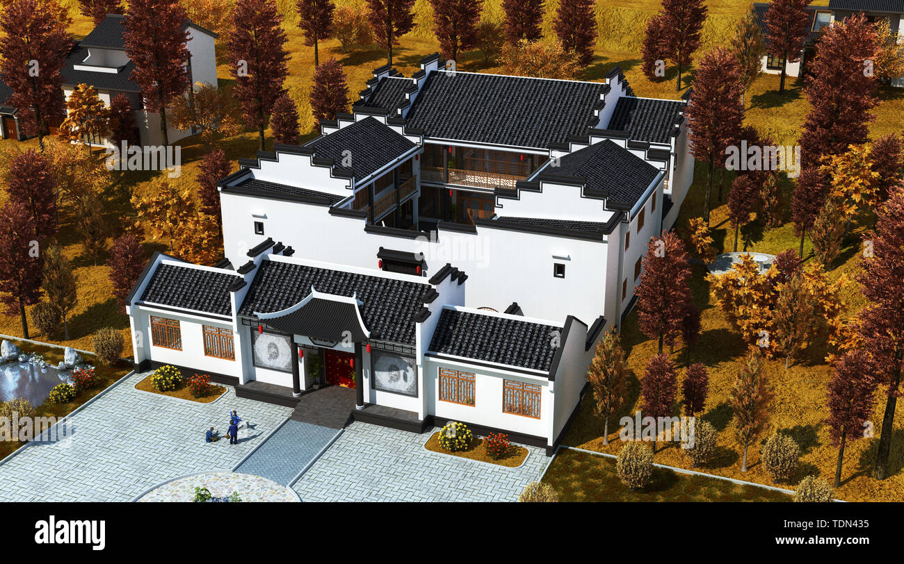 Design drawings of Hui Siheyuan Stock Photo - Alamy