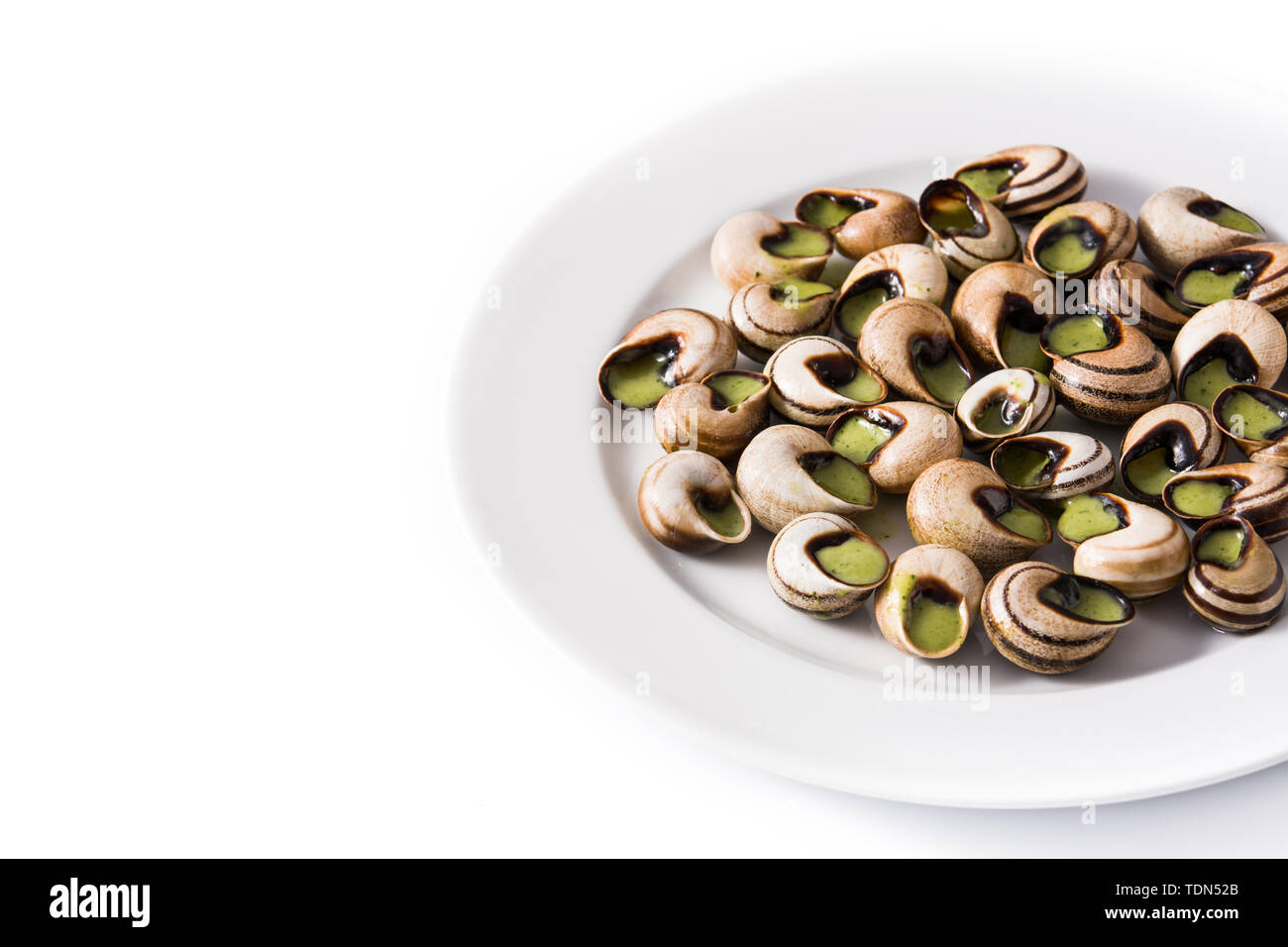 Escargots de Bourgogne isolated on white background Stock Photo - Alamy