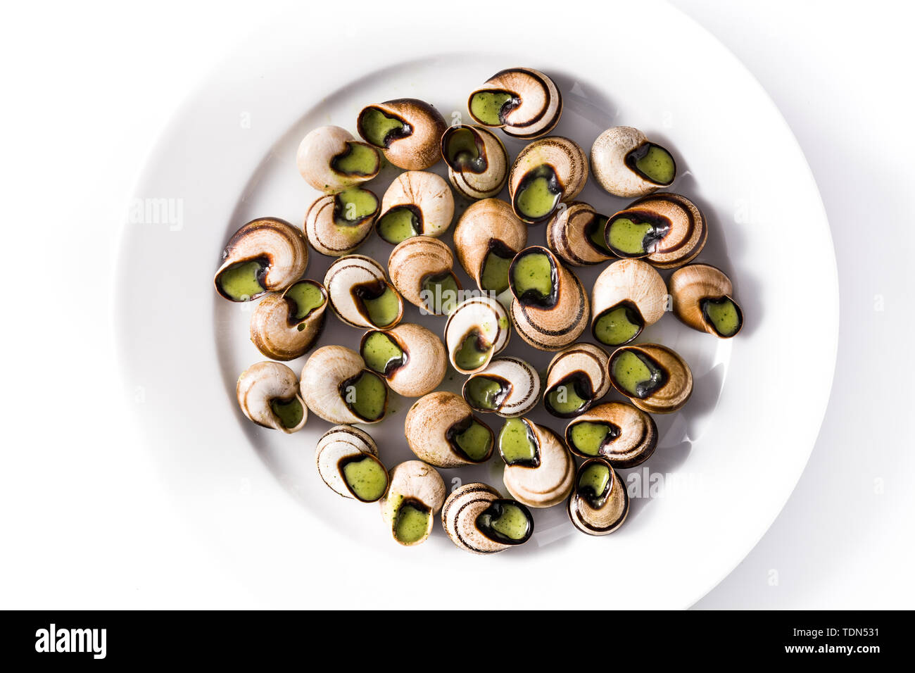 Escargots de Bourgogne isolated on white background Stock Photo - Alamy