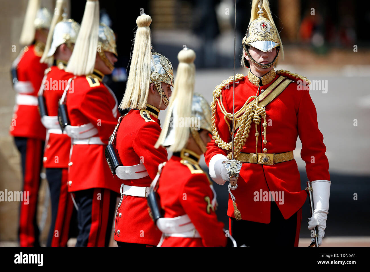 Household Cavalry guards before the annual Order of the Garter Service ...