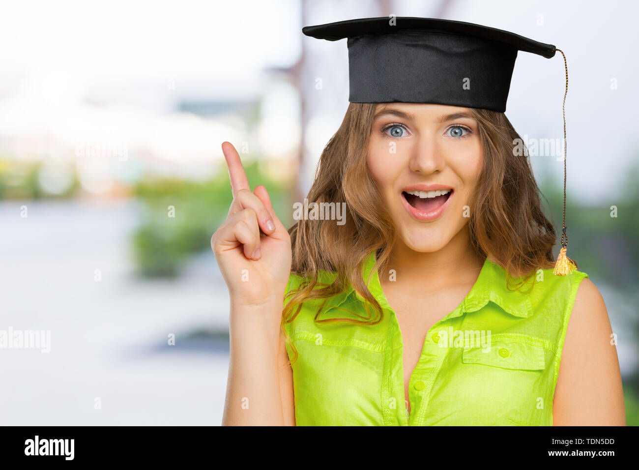 happy student in graduation cap Stock Photo - Alamy