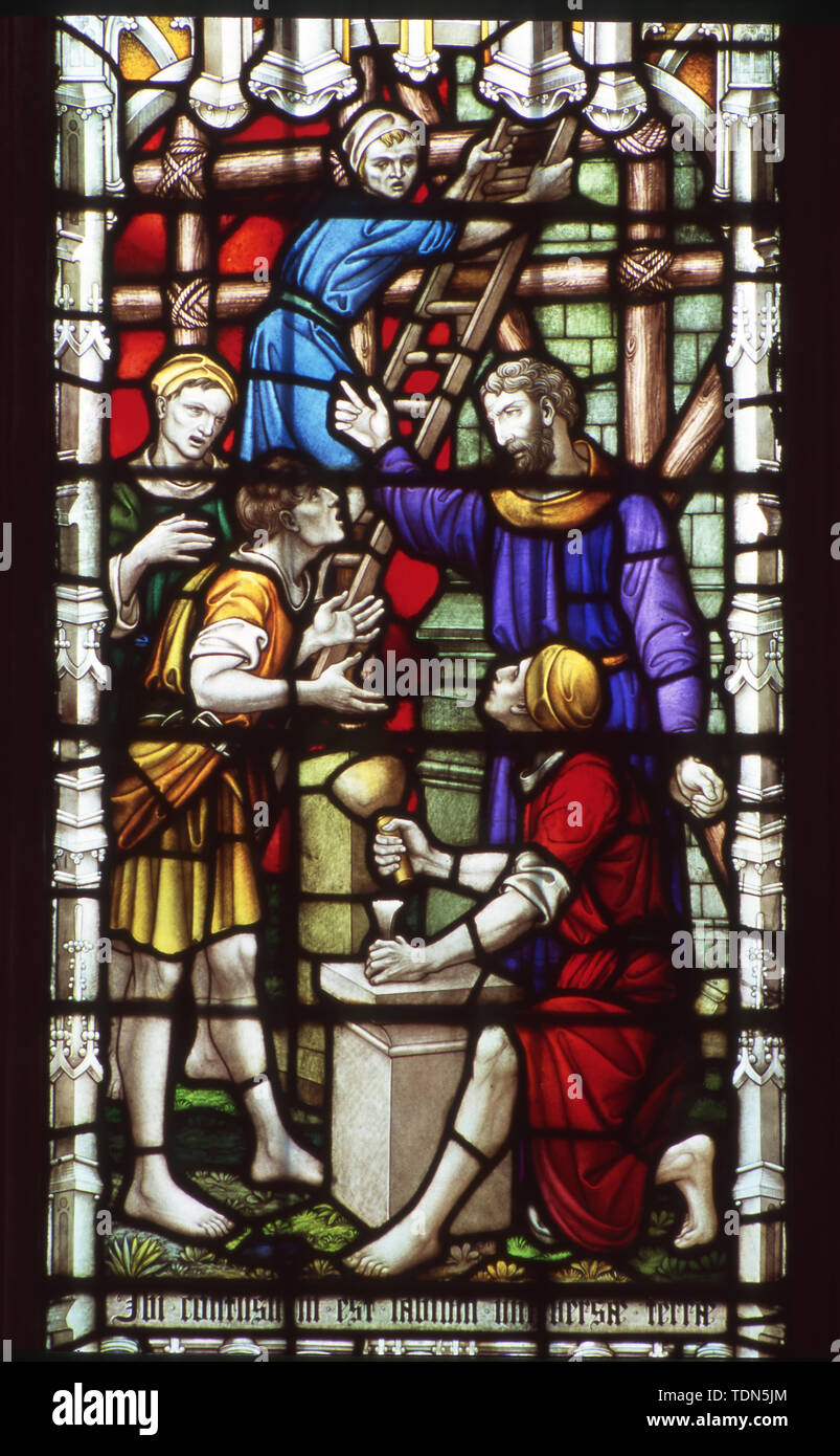 Stained glass window, Genesis 11:9, Babel, St Edmundsbury Cathedral ...