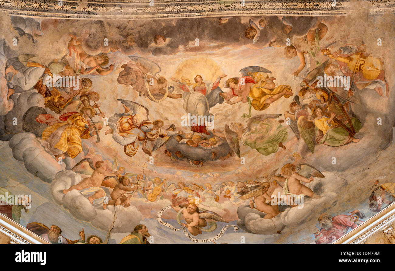 COMO, ITALY - MAY 8, 2015: The fresco of Assumption of Virgin Mary in ...