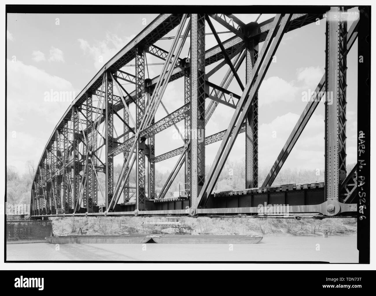 Perspective, looking NW from eastern pier. - Monongahela Railroad, New ...