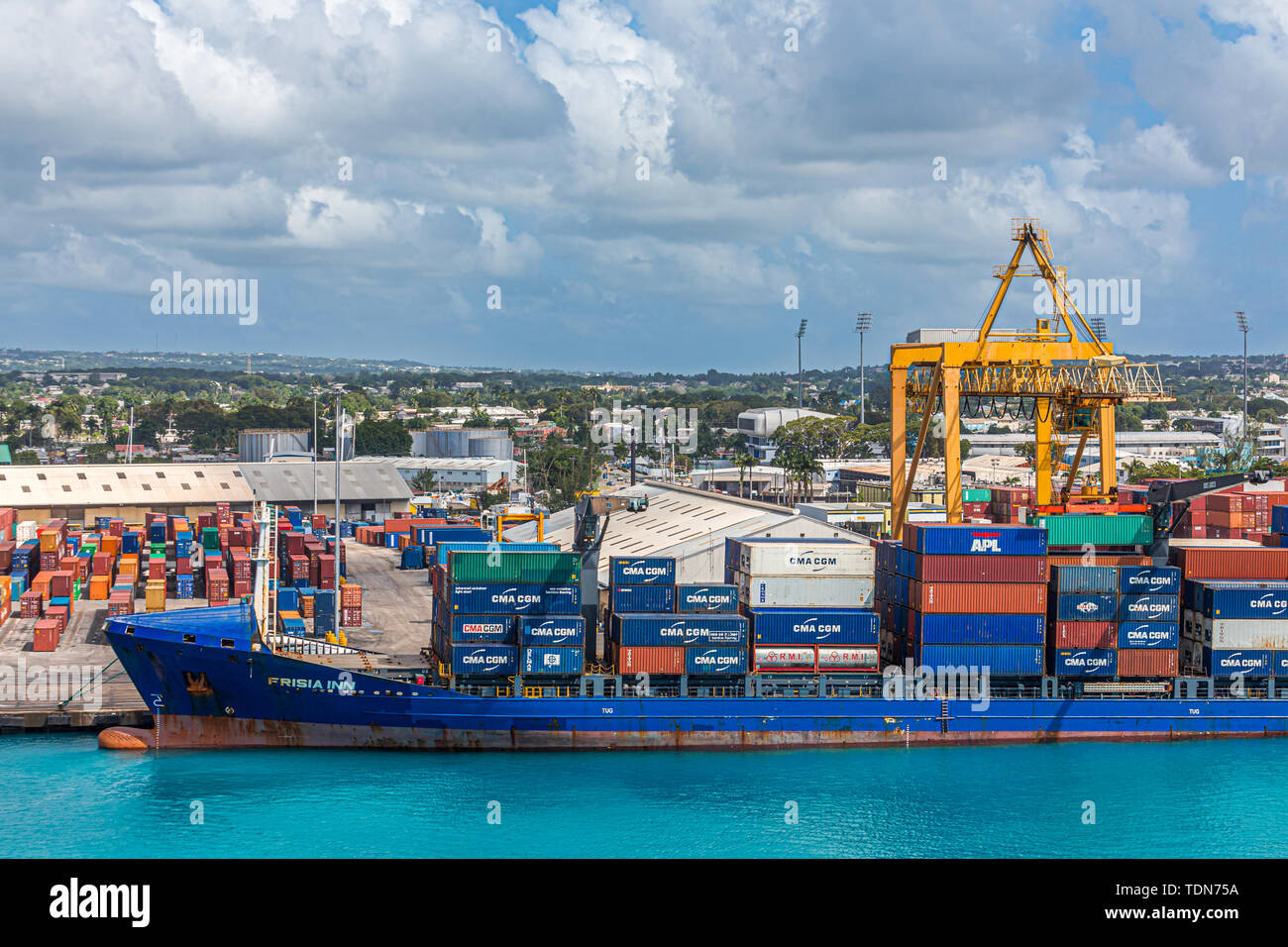 BRIDGETOWN, BARBADOS - December 9, 2016: Freighters now carry most of ...
