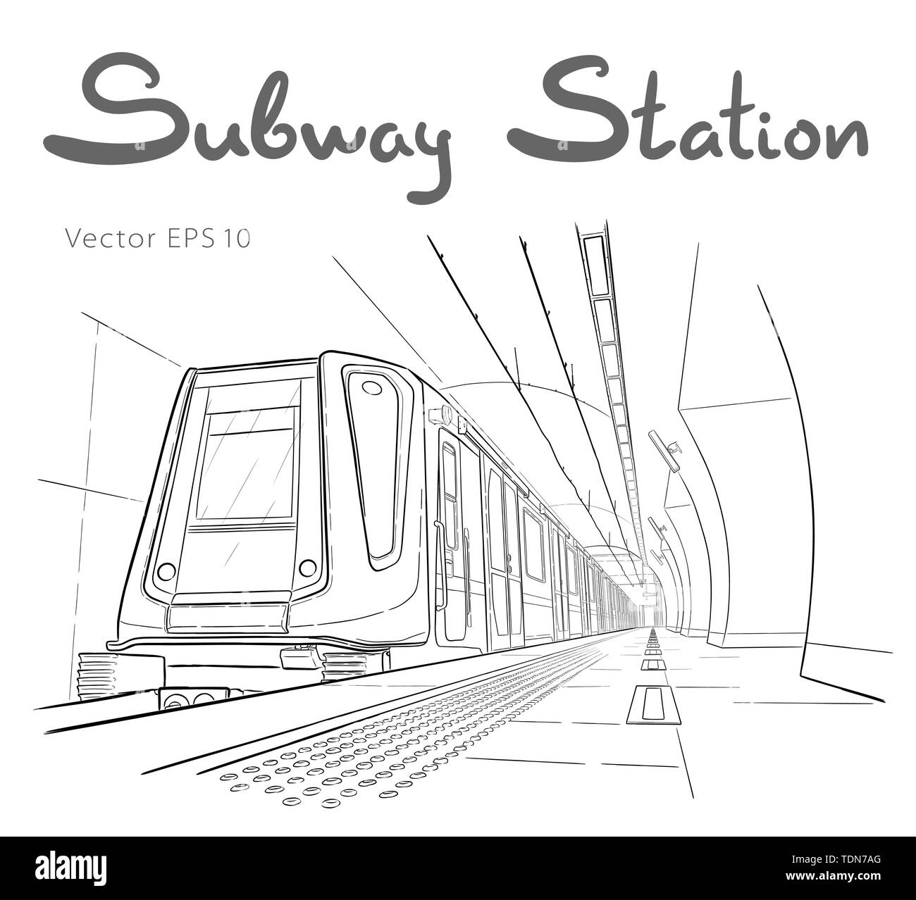 Hand drawn sketch of subway station illustration Stock Vector Image ...
