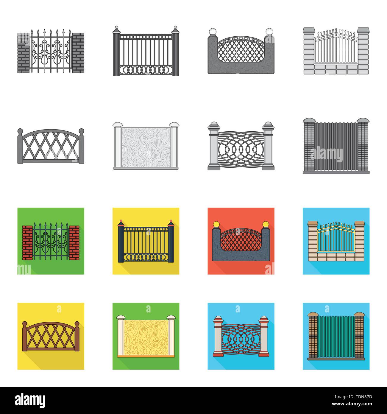 Vector design of gate and fence logo. Collection of gate and wall stock ...