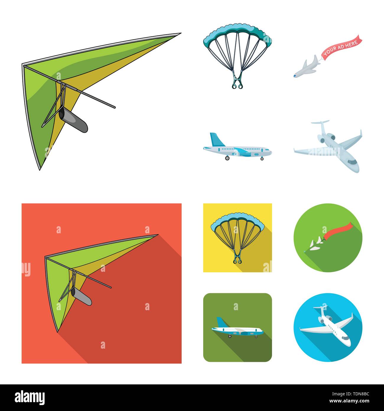 airplane,parachute,aircraft,commercial,aeroplane,plane,jet,mockup,front ...