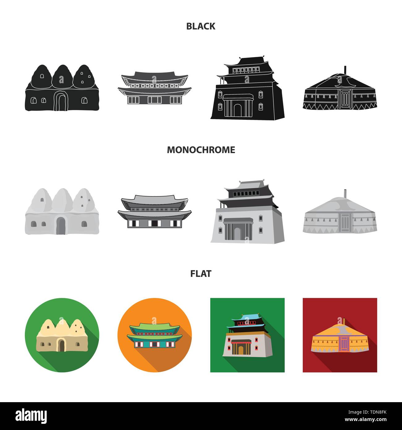 Isolated object of town and chinatown logo. Set of town and asian stock ...