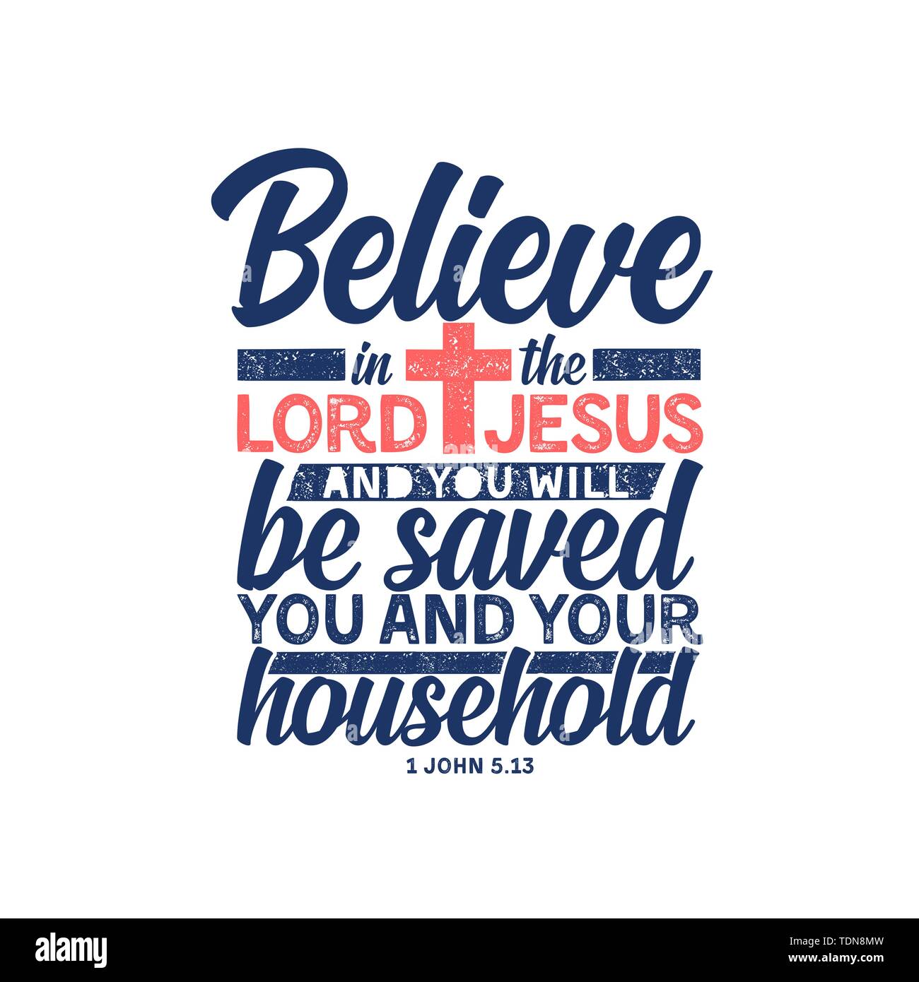 Christian typography and lettering. Biblical illustration. Believein ...