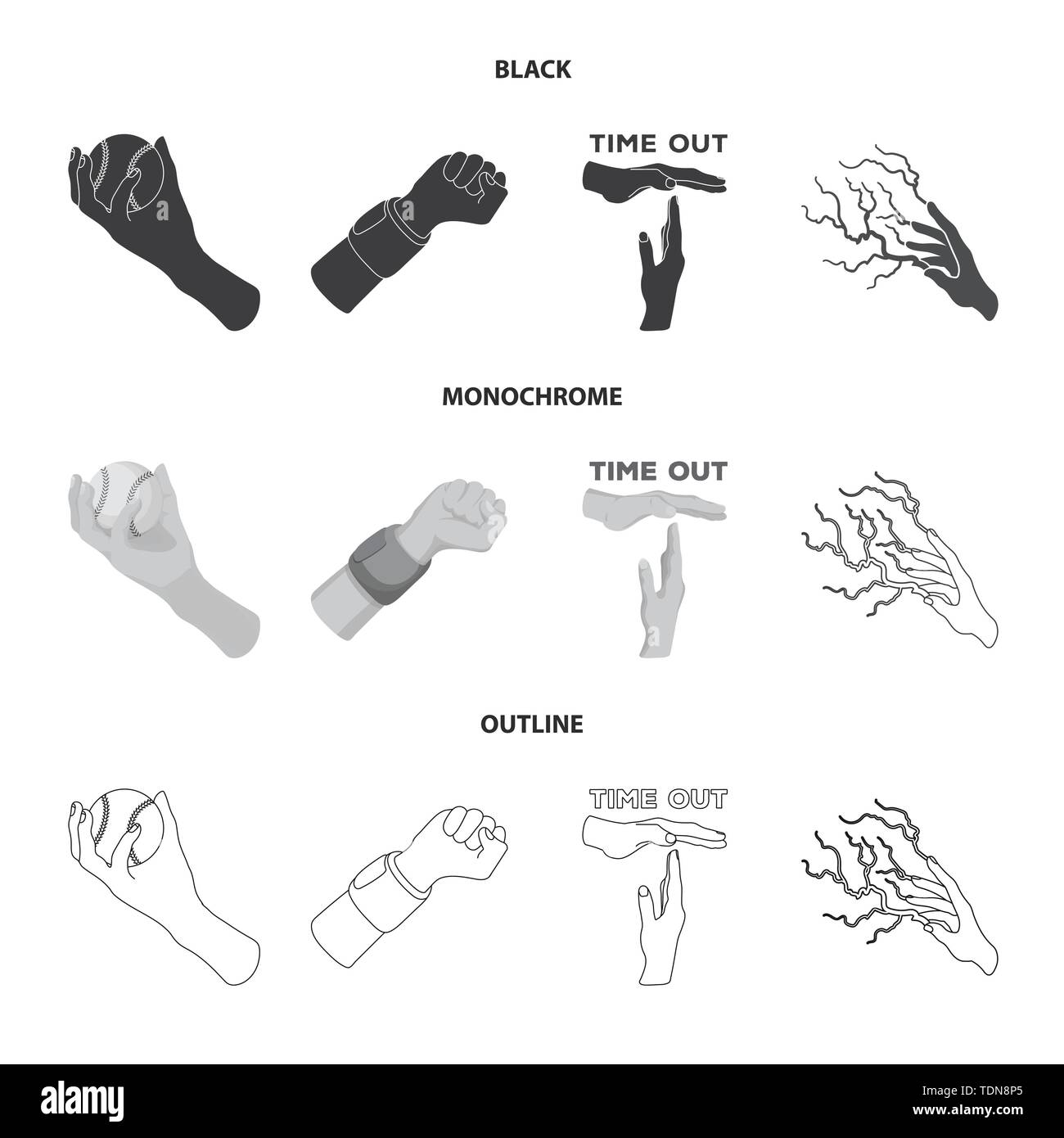 Vector illustration of animated and thumb symbol. Collection of ...