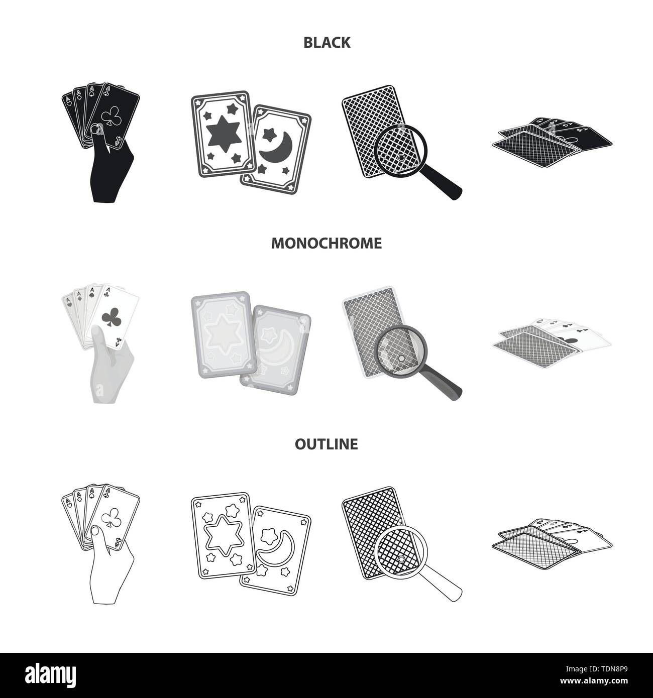 Vector illustration of game and magic logo. Set of game and poker stock ...