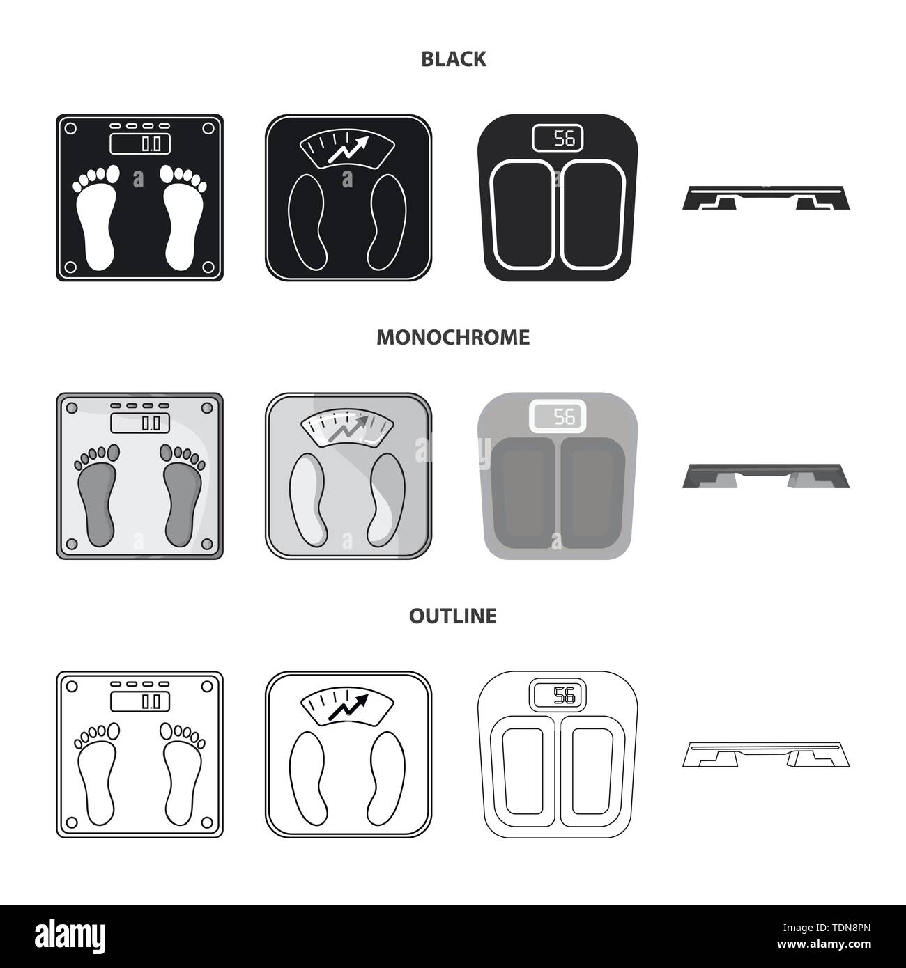 Vector design of weight and lab symbol. Collection of weight and ...