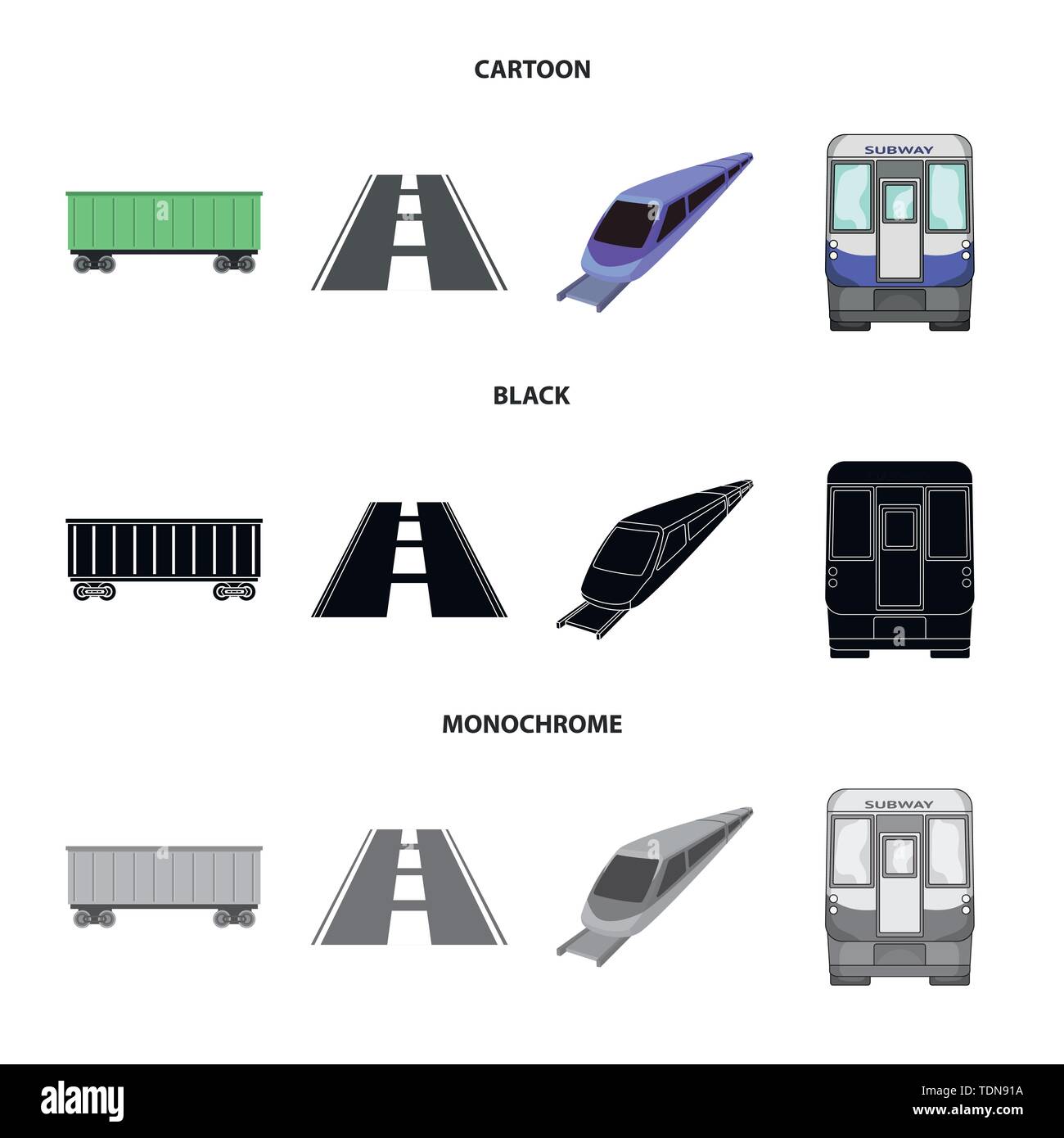 Vector design of railroad and train symbol. Collection of railroad and ...