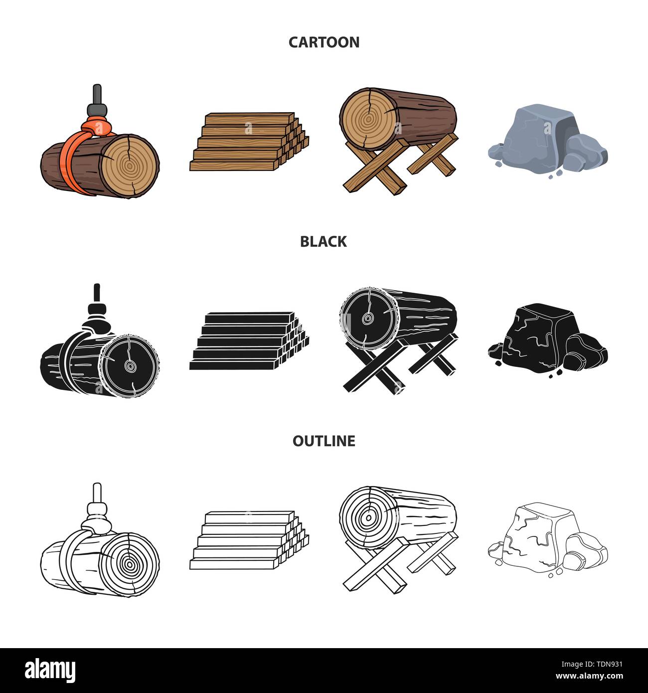 Vector illustration of material and cement symbol. Set of material and ...