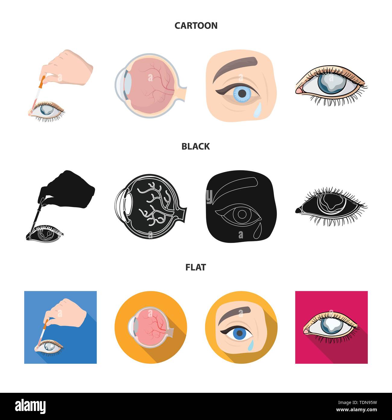 Vector illustration of medical and eyeball symbol. Set of medical and ...