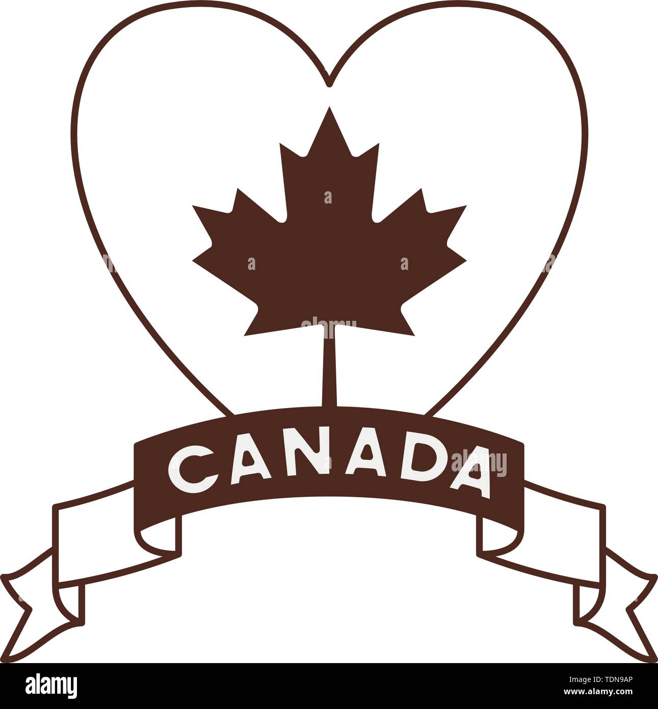 Maple leaf ribbon heart and Canada design Stock Vector Image & Art - Alamy