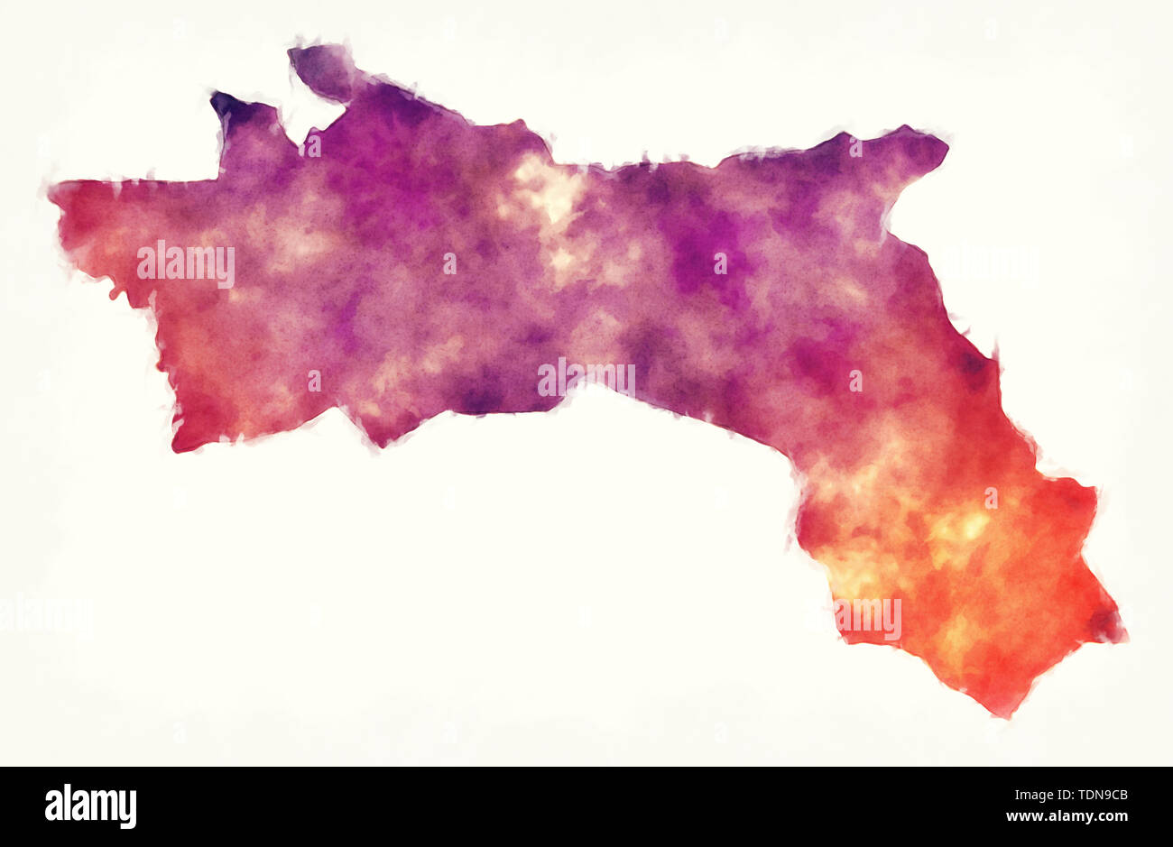 Hadjer-Lamis region watercolor map of Chad Stock Photo - Alamy